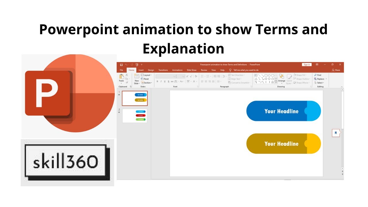 PowerPoint animation to show Terms and Explanation - YouTube
