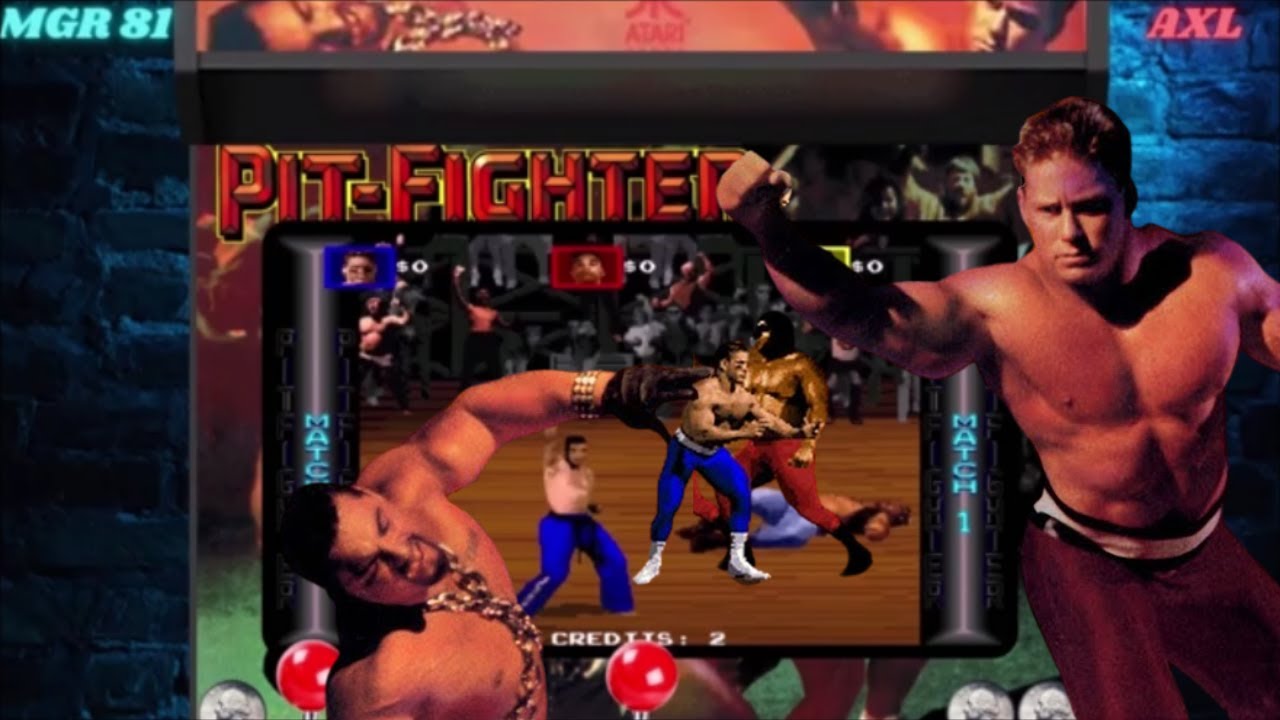 PIT FIGHTER ( ARCADE CABINET WITH BEZEL/MARQUEE DESIGN ) 2 PLAYERS CO ...