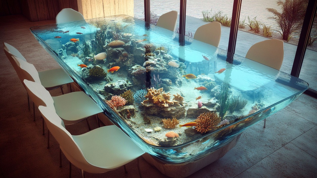 Dining Table Aquarium | Stunning Underwater Design with Glass Top ...