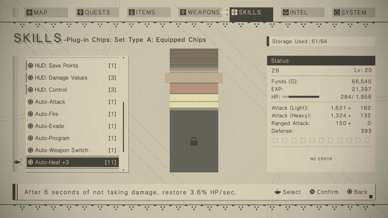 Nier Automata Tip Equip an Auto Heal Chip - YouTube