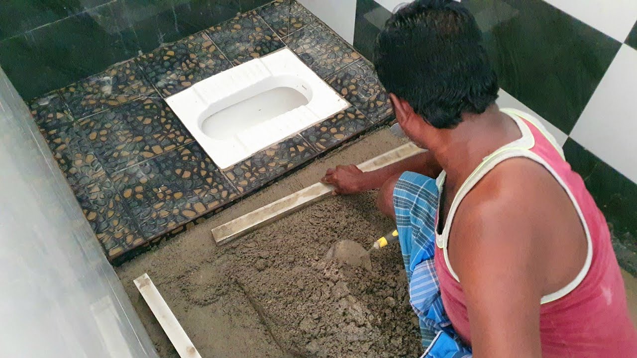 Technical Toilet Flooring_1×1ft Floor Tile Accurately installation on ...