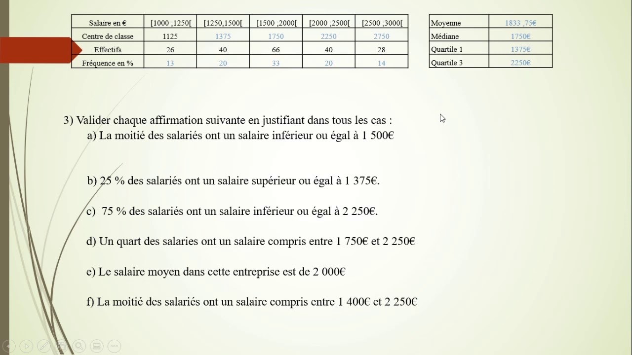 Stat bac pro Correction problème 3 - YouTube