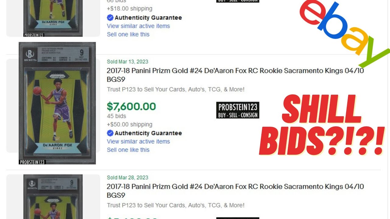 Shill bidding on De'Aaron Fox Prizm Gold basketball card on ebay? - YouTube