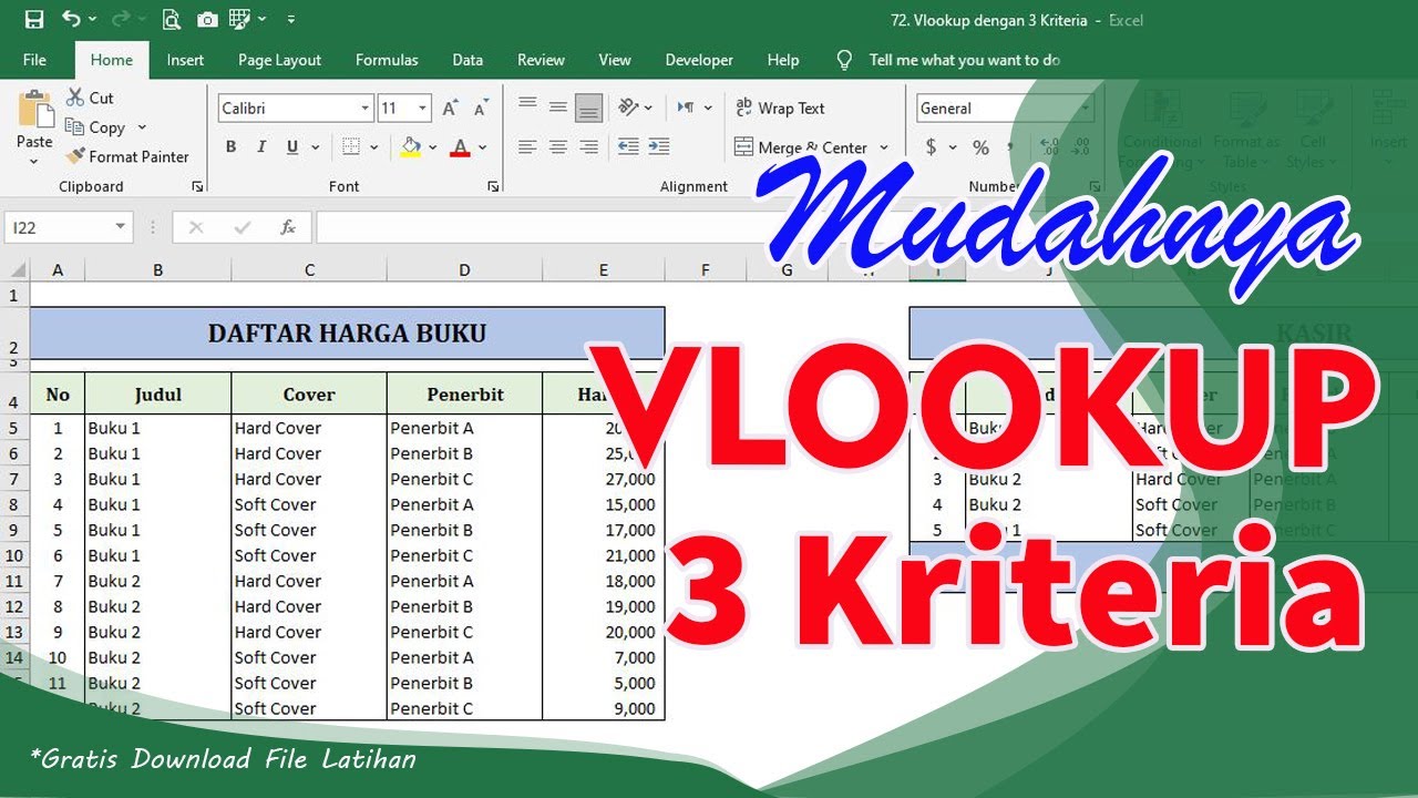 Cara Mudah menggunakan Vlookup dengan 3 kriteria di Excel - YouTube