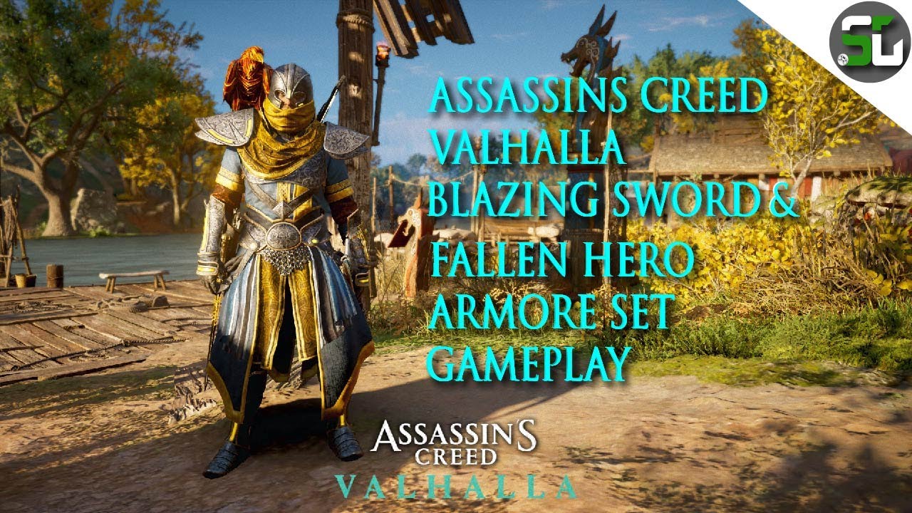 Assassin's creed Valhalla Blazing sword and Fallen hero armor set - YouTube