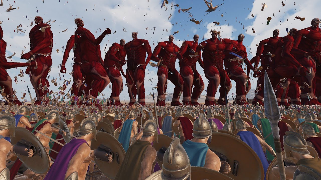 100 Colossal Titans vs 2 Million Spartans UEBS2 Mods Ultimate Epic ...
