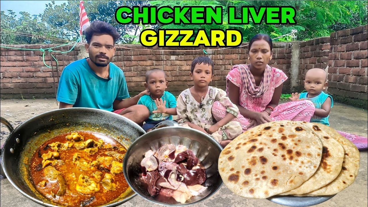 CHICKEN LIVER, GIZZARD, ROTI, WITH DAAL RICE EATING | JH EATING SHOW ...