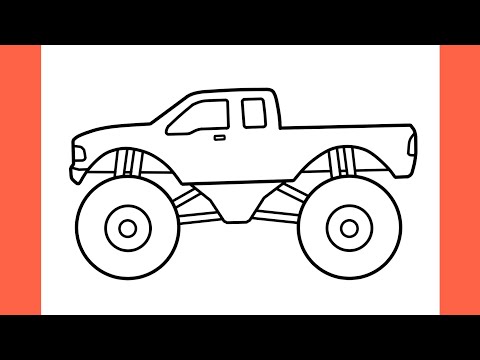 How to draw a MONSTER TRUCK easy / drawing monster truck dodge ram pickup ford step by step