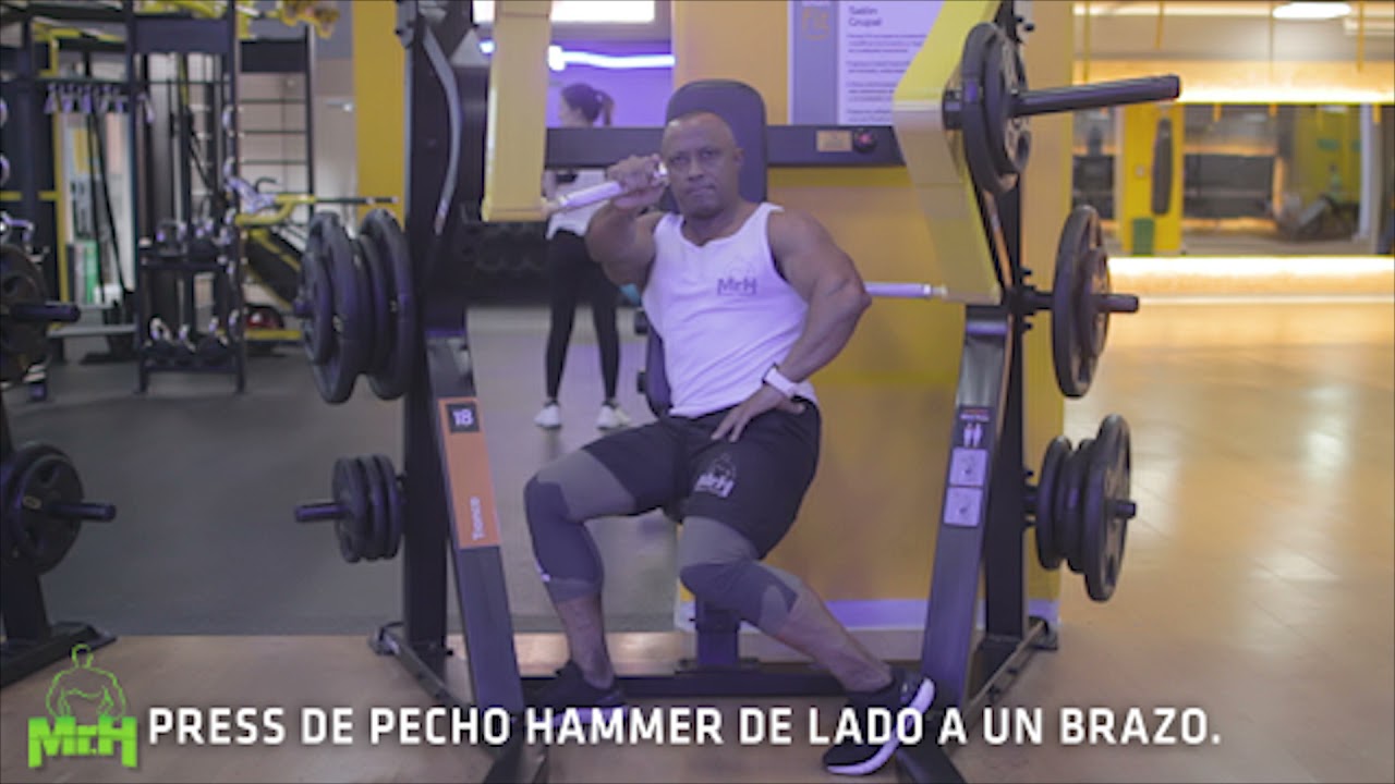Ejercicio press de pecho hammer de lado a un brazo. - YouTube