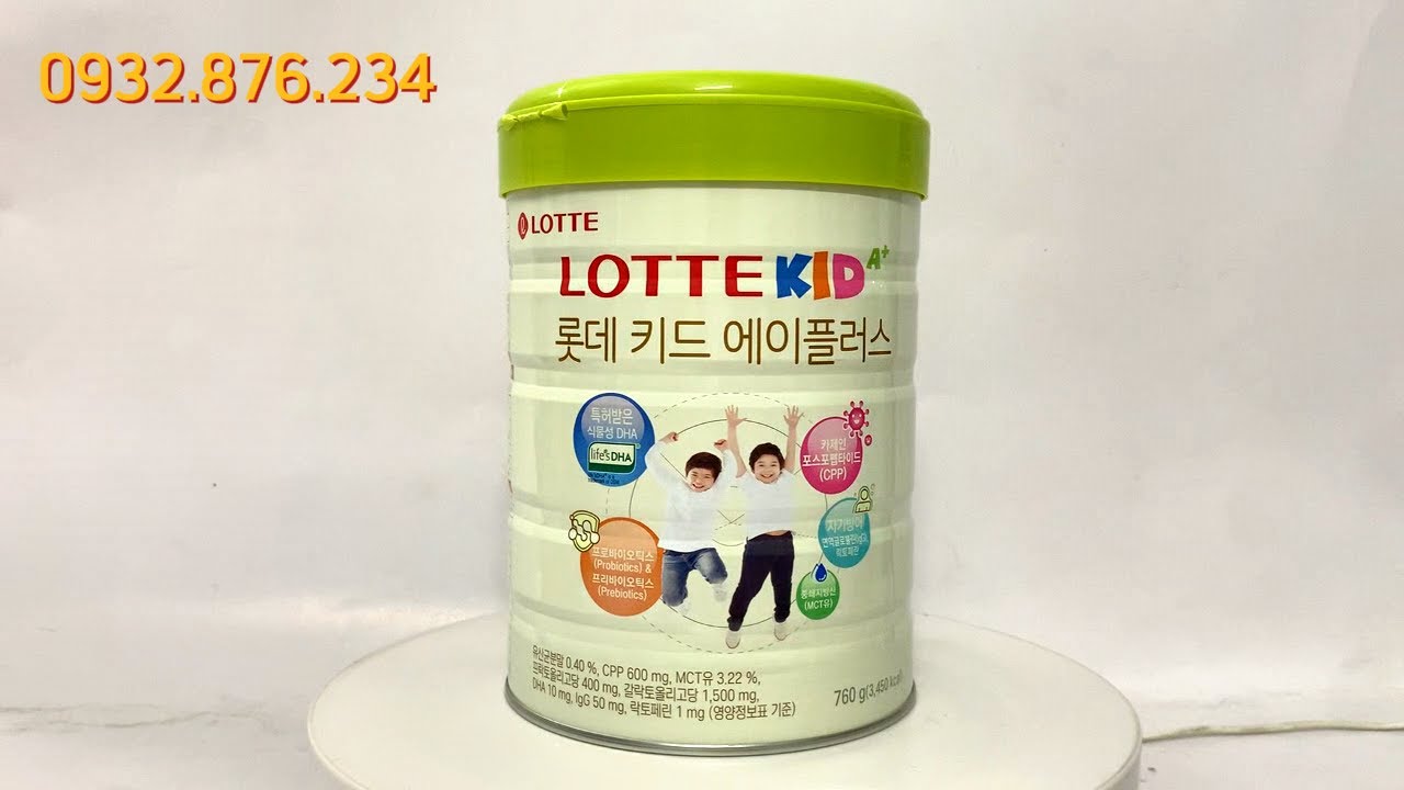 Sữa tăng chiều cao Lotte Kid A+ Hàn Quốc lon 760g cho trẻ 1-10 tuổi ...