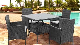 Wisteria Lane Outdoor Furniture 5-Piece Wicker Patio Dining Table and Chair Set(KX-13BN/13GR)
