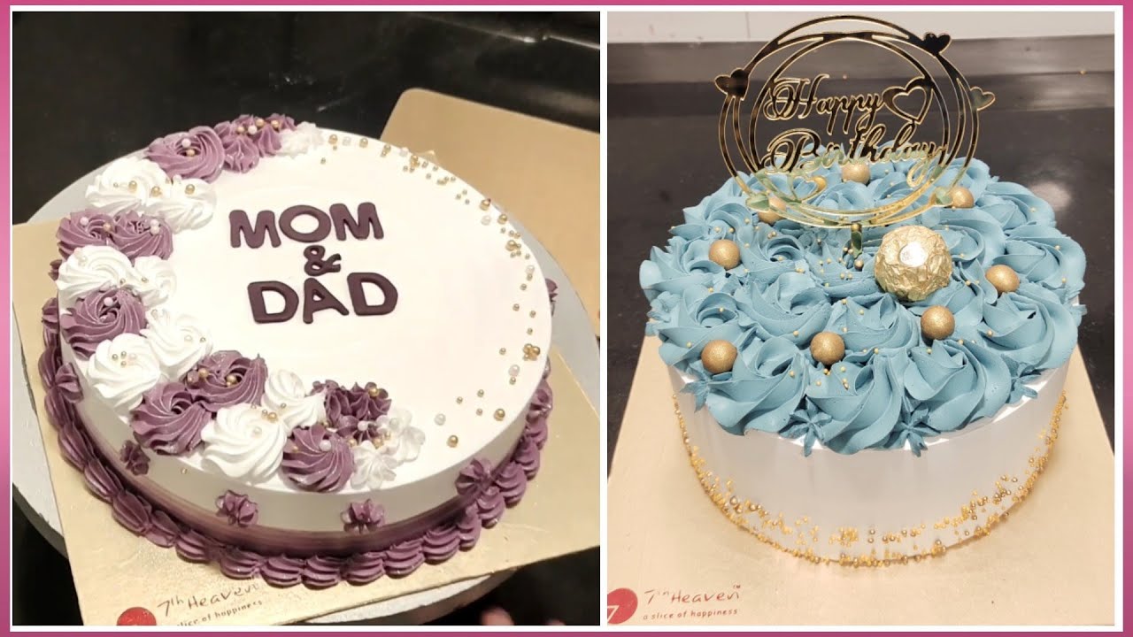 mom and dad cake design | flower cake design | birthday cake design ...