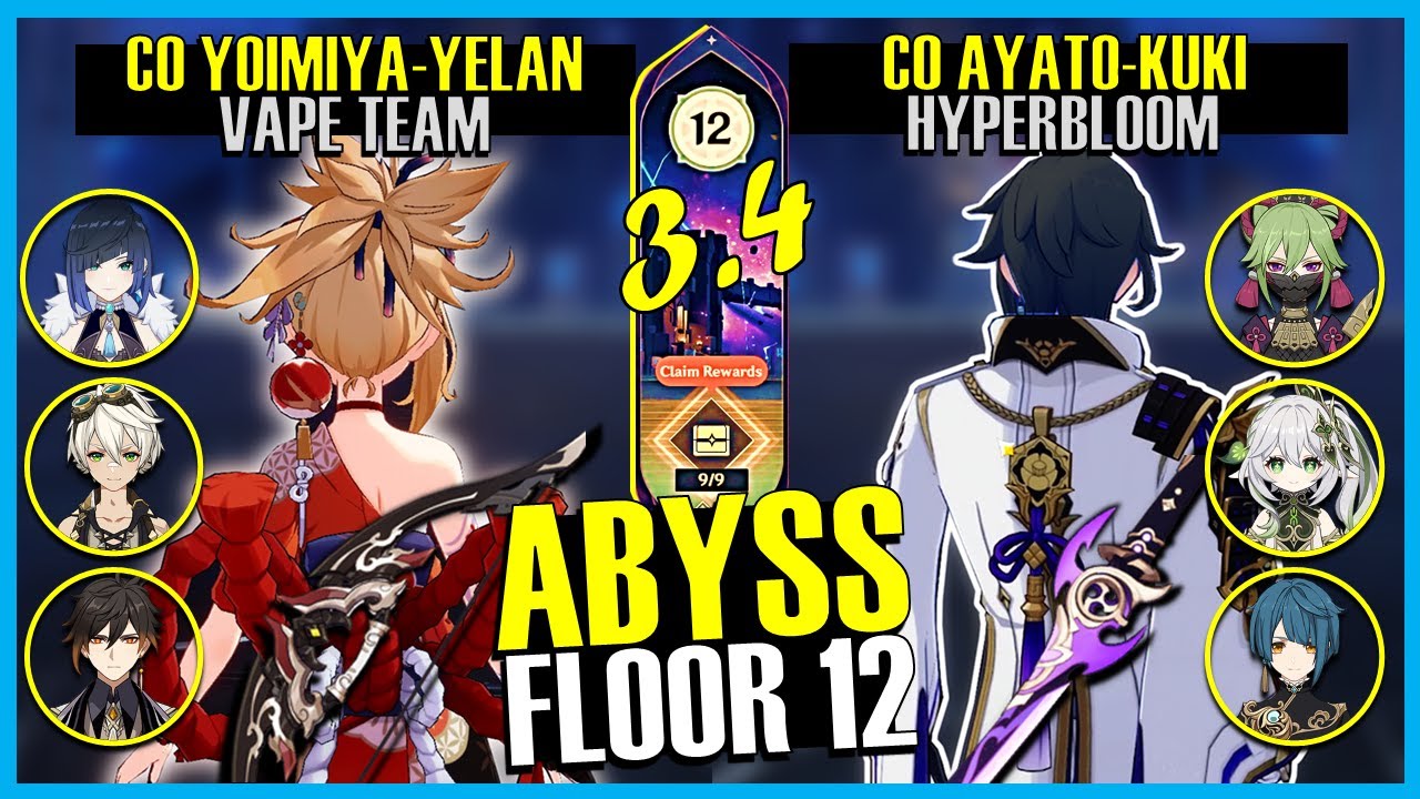 Y-Y Yoimiya-Yelan Vape Team x Ayato-Kuki HyperBloom 3.4 SPIRAL ABYSS ...