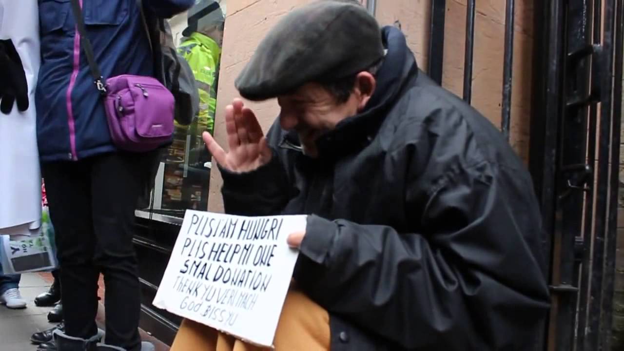 Anonymous makes homeless man cry - YouTube