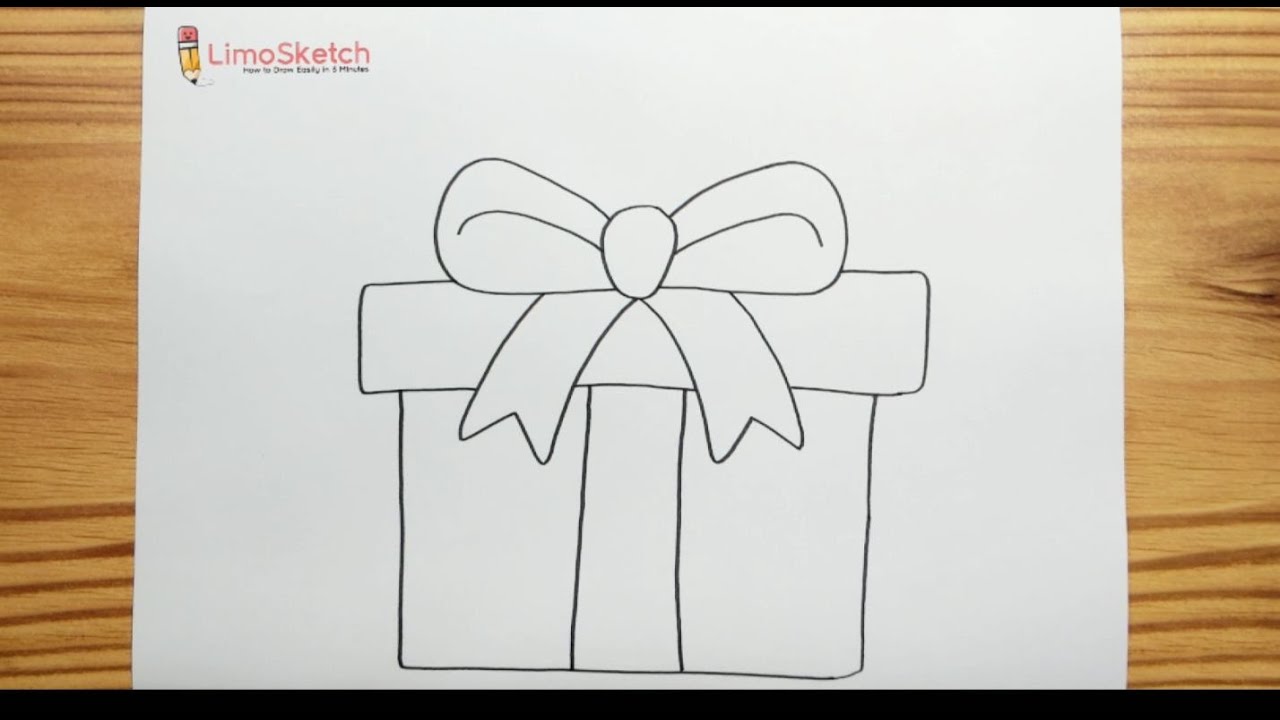 How to Drawing A PRESENT Easy Step by Step - YouTube
