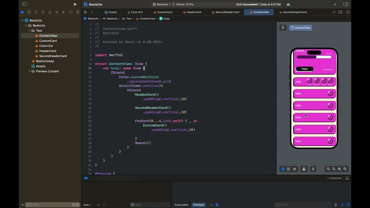 SwiftUI App Cards Design - YouTube