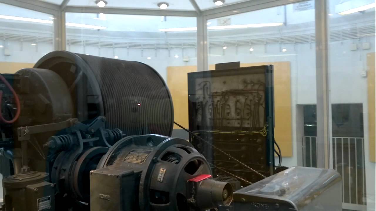 Machine room, Amazing very old 1920 Kone winding drum elevator/lift in ...