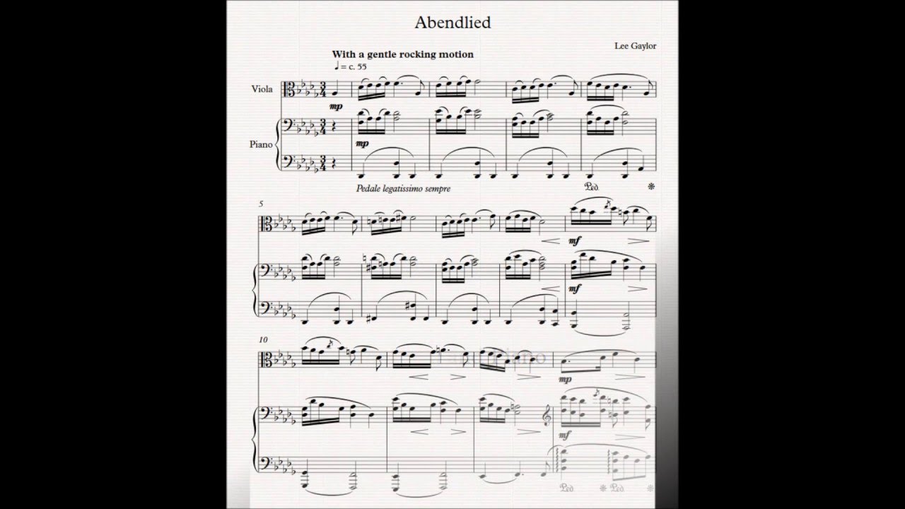 Viola and Piano - 'Abendlied' by Lee Gaylor - YouTube