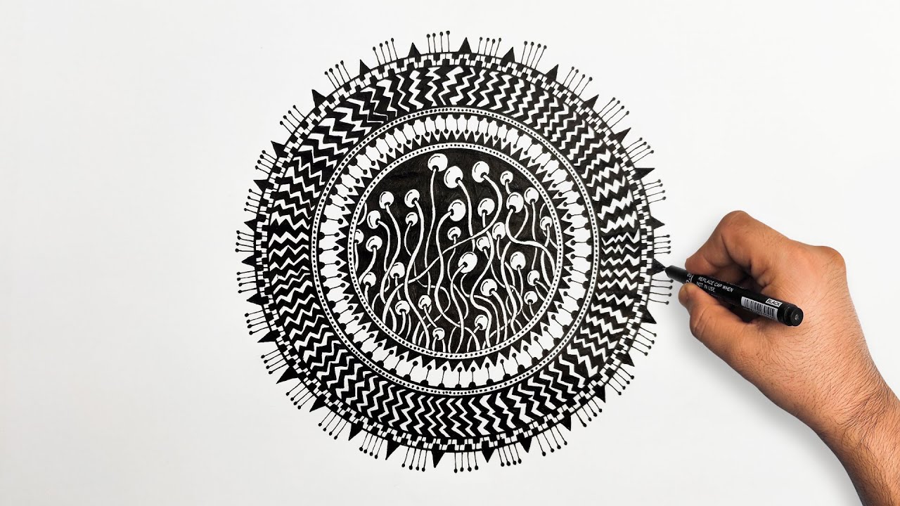 How to Draw Zentangle & Doodle | Plant growth and zigzag and geometric ...