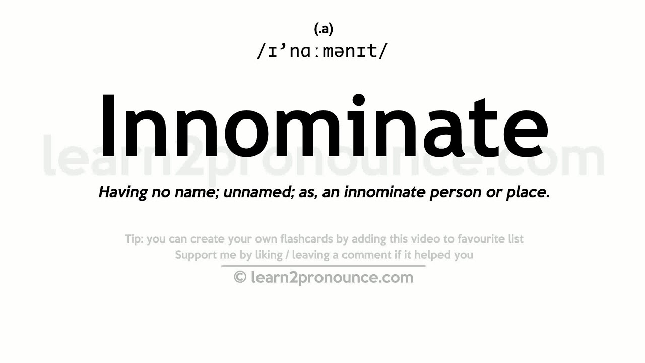 Pronunciation of Innominate | Definition of Innominate - YouTube