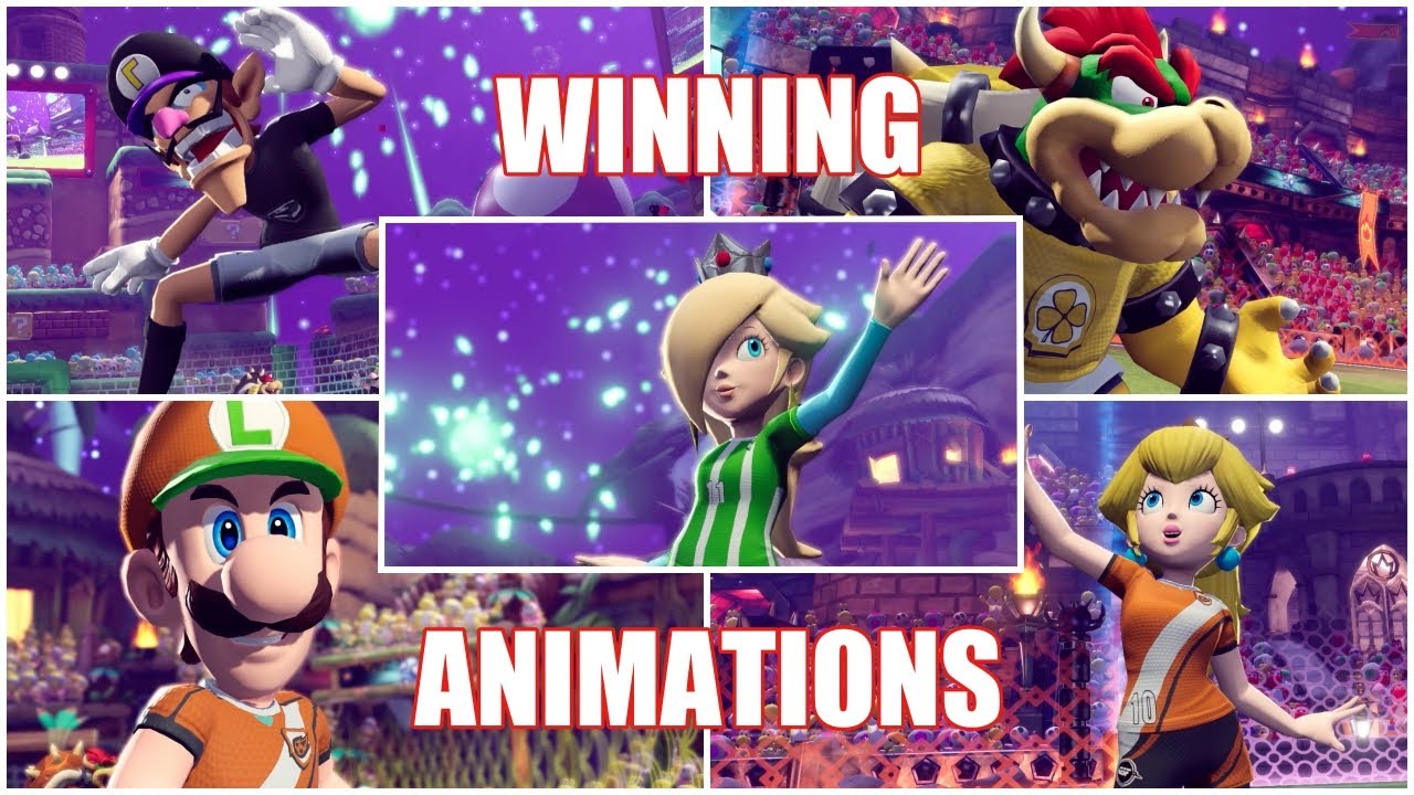 Mario Strikers Battle League - All Winning Animations - YouTube