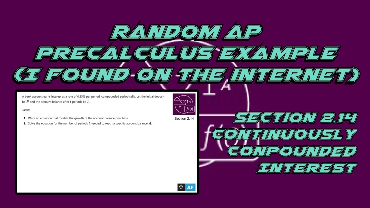 AP Precalculus Section 2.14 Example: Solve for "t" in the Continuously ...