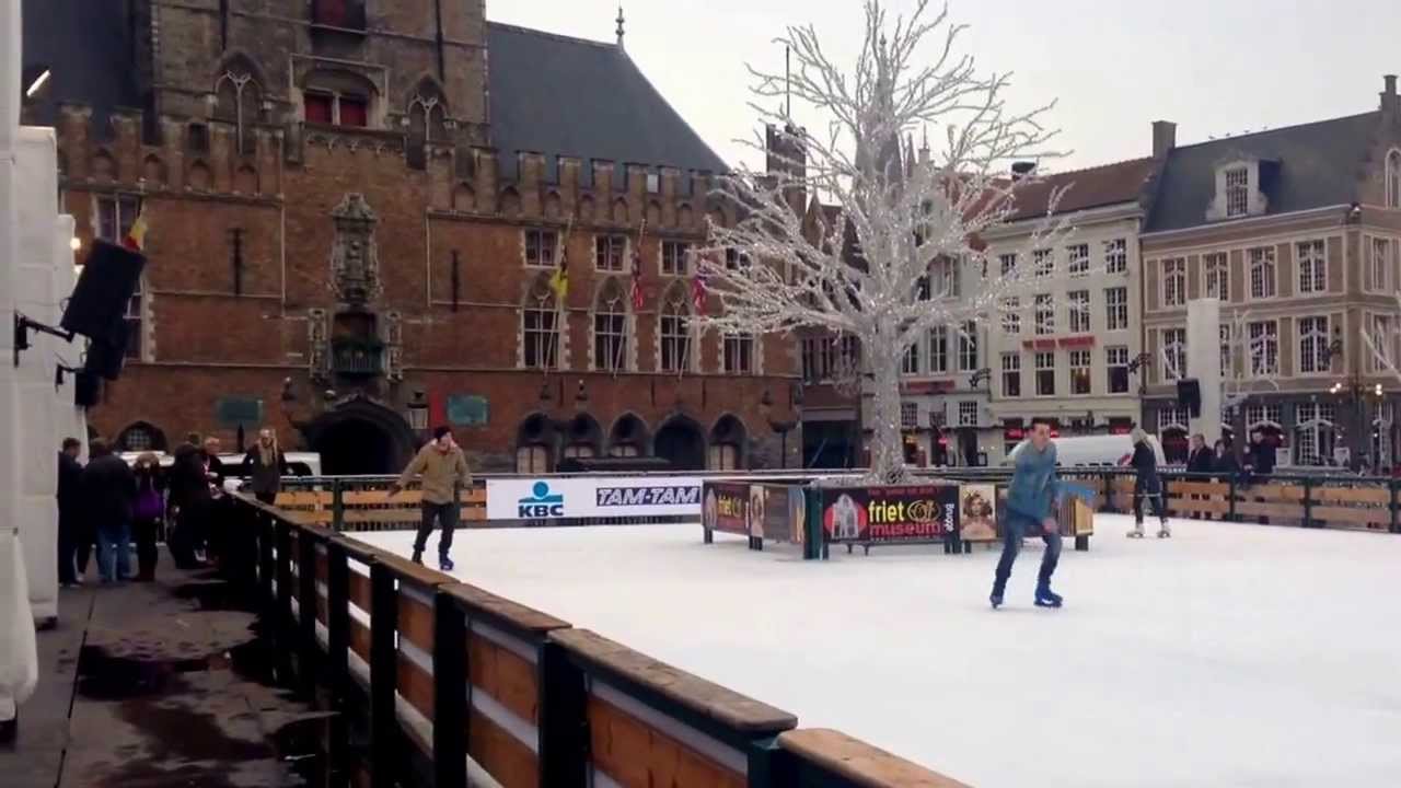 Ice Skater on the Christmas rink in the Grote Markt, Brugge - YouTube