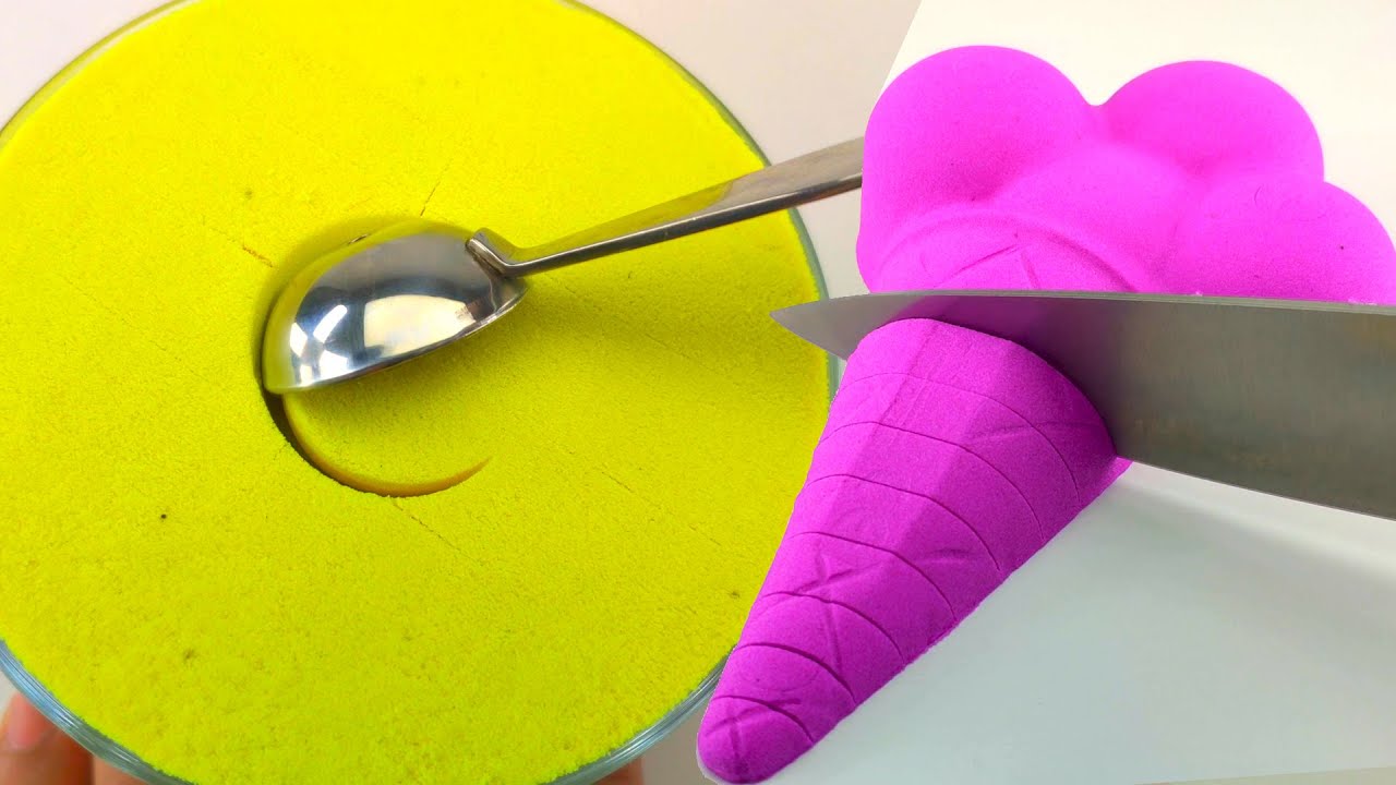 Very Satisfying Kinetic Sand Cutting and Scooping Video - Satisfying ...