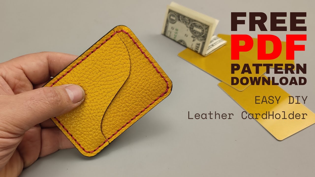 Making a HANDMADE CARD HOLDER minimal | Leather Craft | free pdf ...