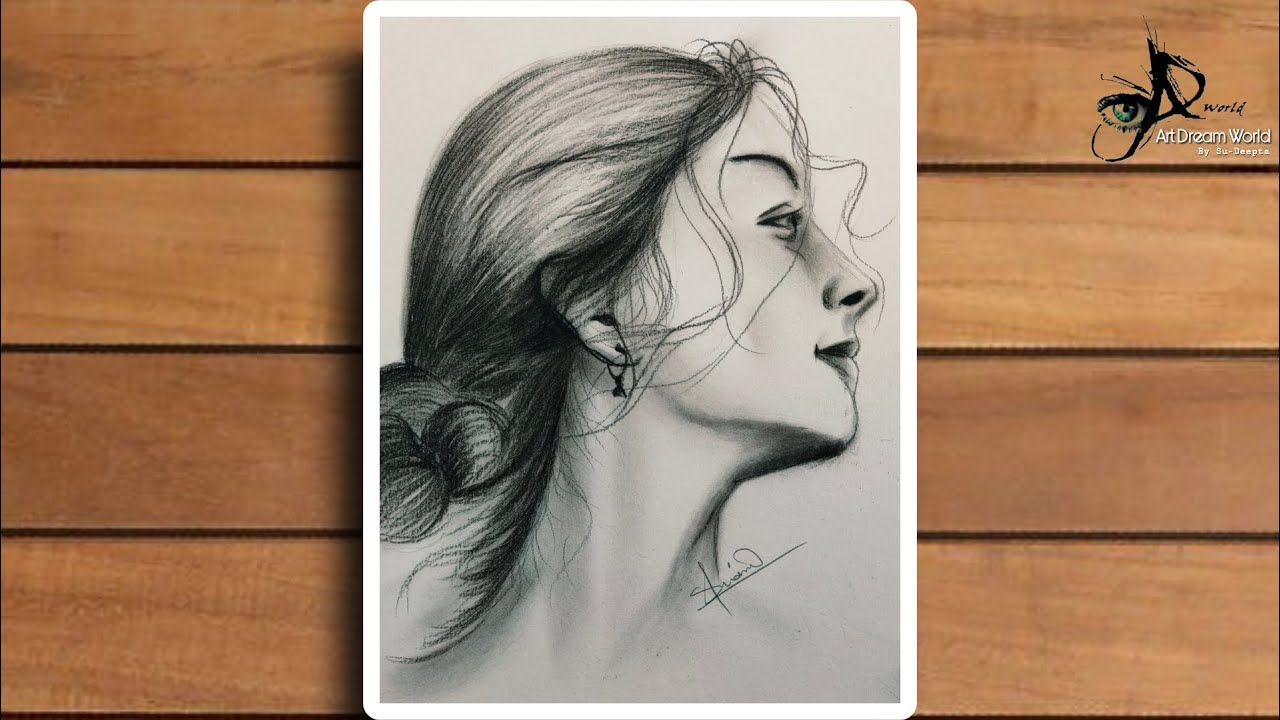 The secret of happiness is freedom || how to draw girl sketch || girl ...
