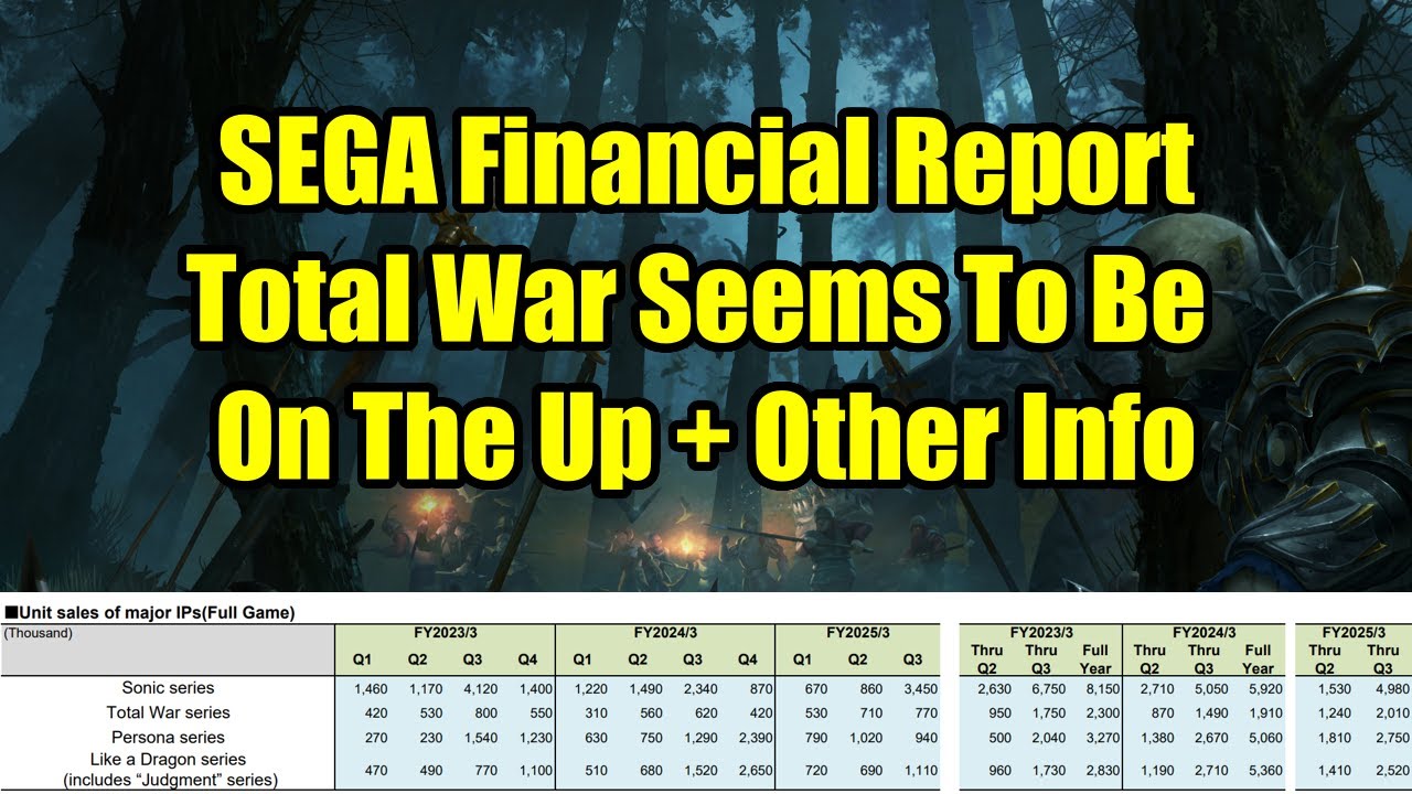 NEWS - SEGA Financial Report - Total War Seems To Be Doing VERY Well & Other Info - YouTube