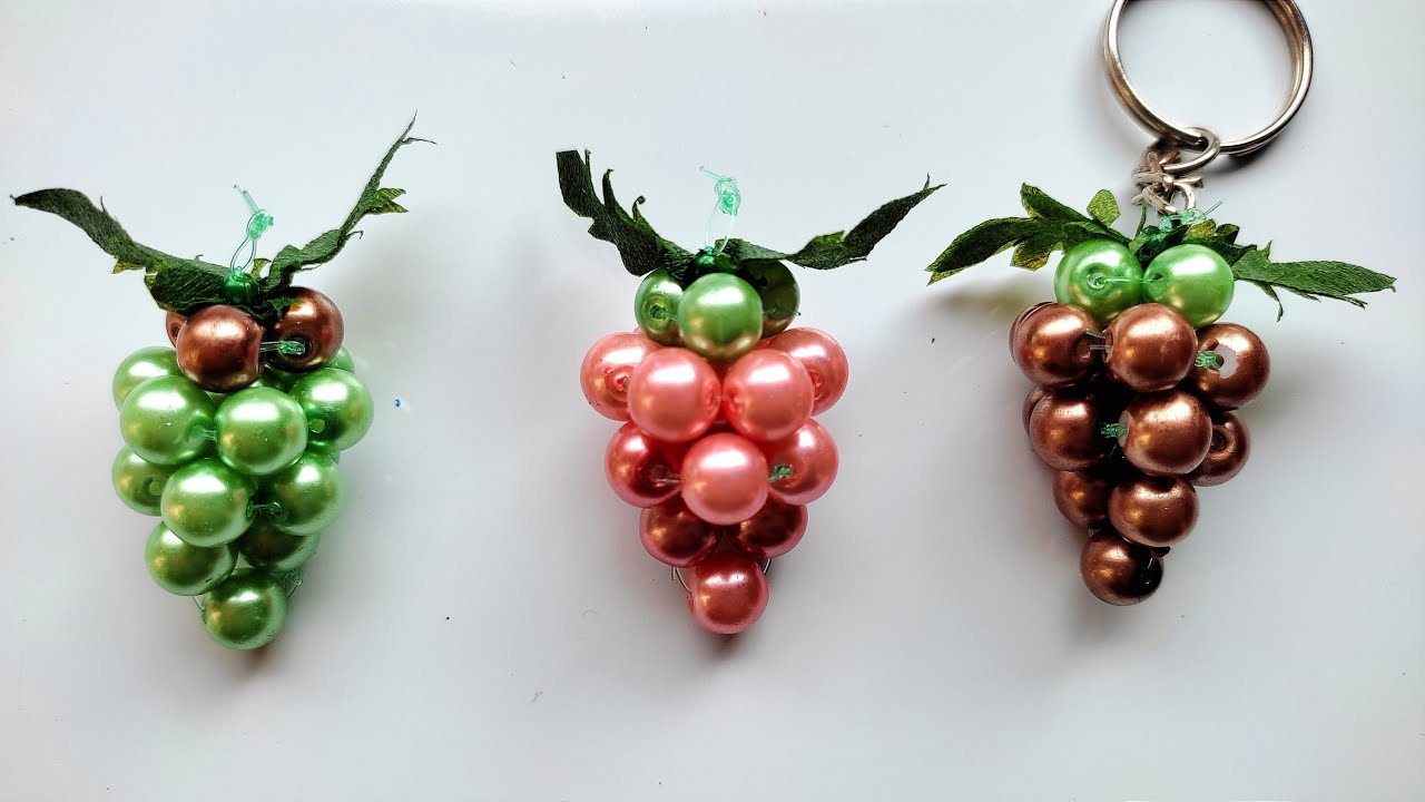 Beaded grapes | Pearl beaded Keychain | Beads craft ideas - YouTube