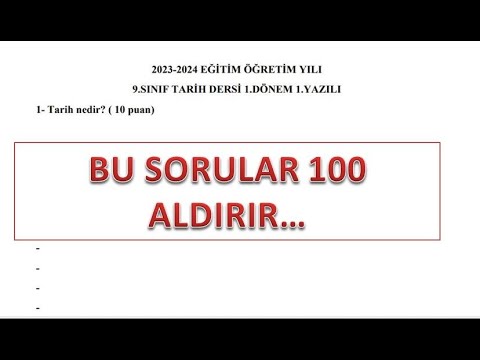 9.SINIF TARİH 1.DÖNEM 1.YAZILI