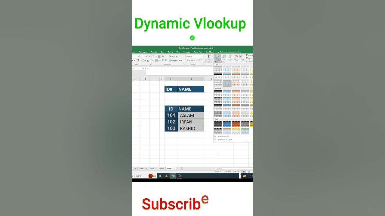 How To Use Dynamic VLOOKUP Formula In Excel #excelformula #excelvlookup - YouTube