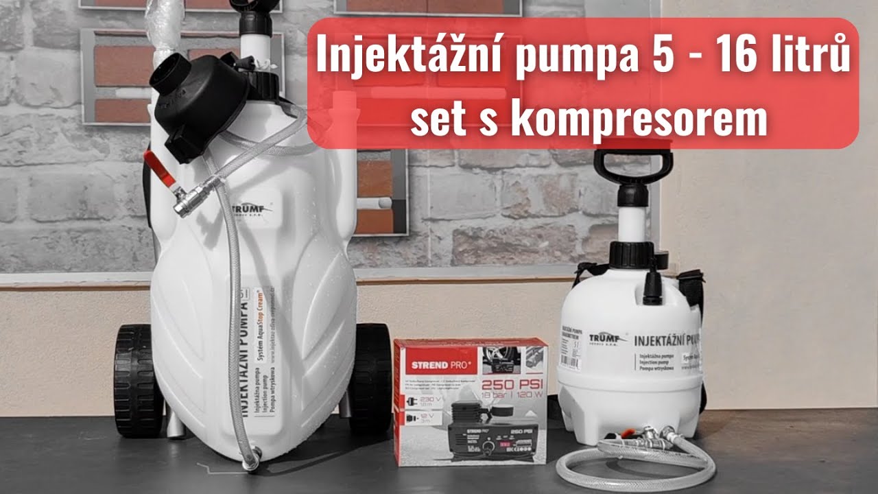 (set) Injektážní pumpa objem 5 a 16 litrů s manometrem a kompresorem ...