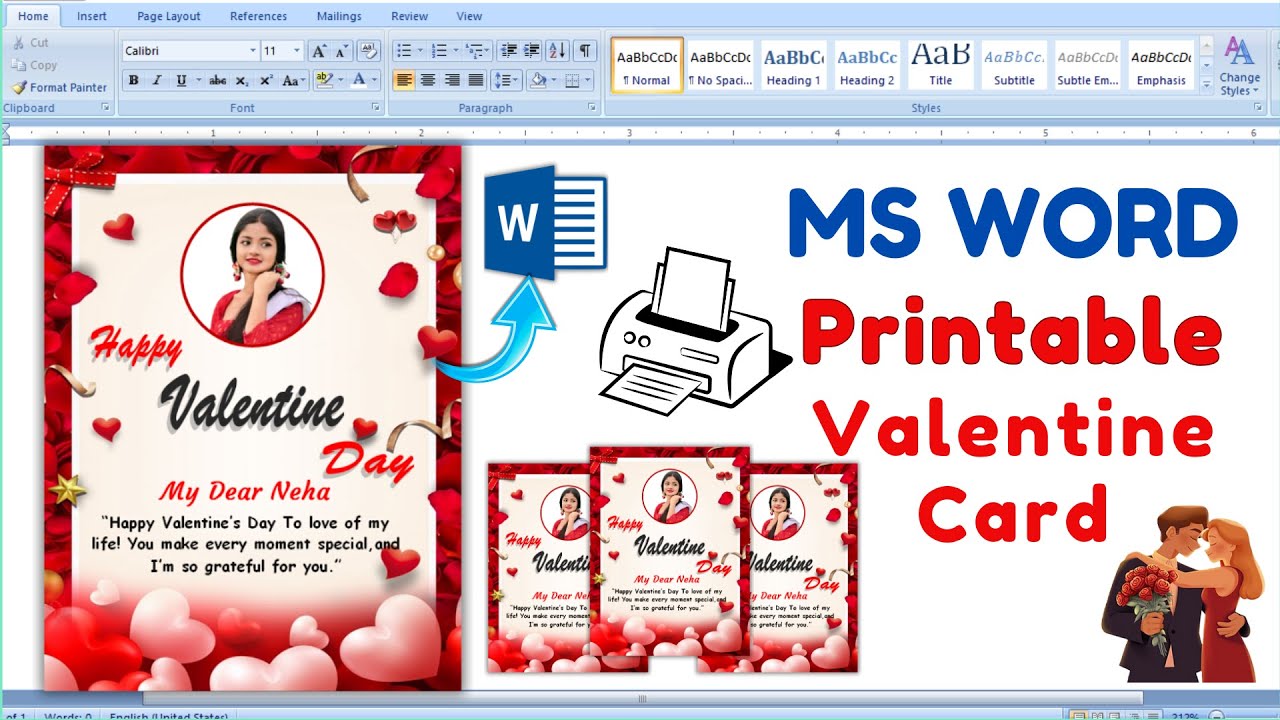 MS Word Mein Valentine’s Day Card Kaise Banaye? | How to Design a ...