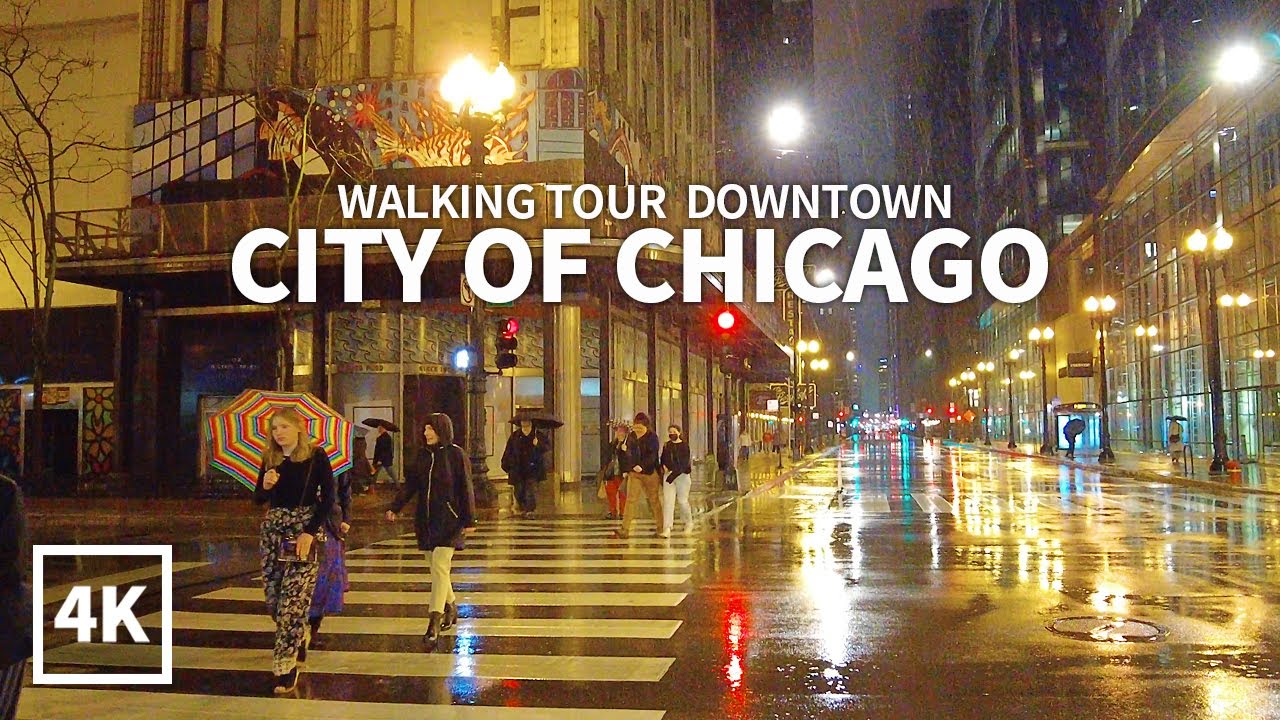[4K] Rainy Day in Downtown Chicago, Wabash Avenue, State Street ...