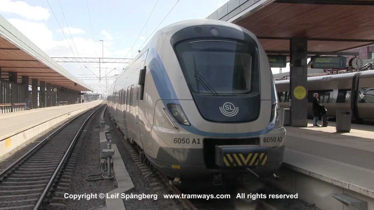 SL X60 commuter trains in Uppsala, Sweden - YouTube