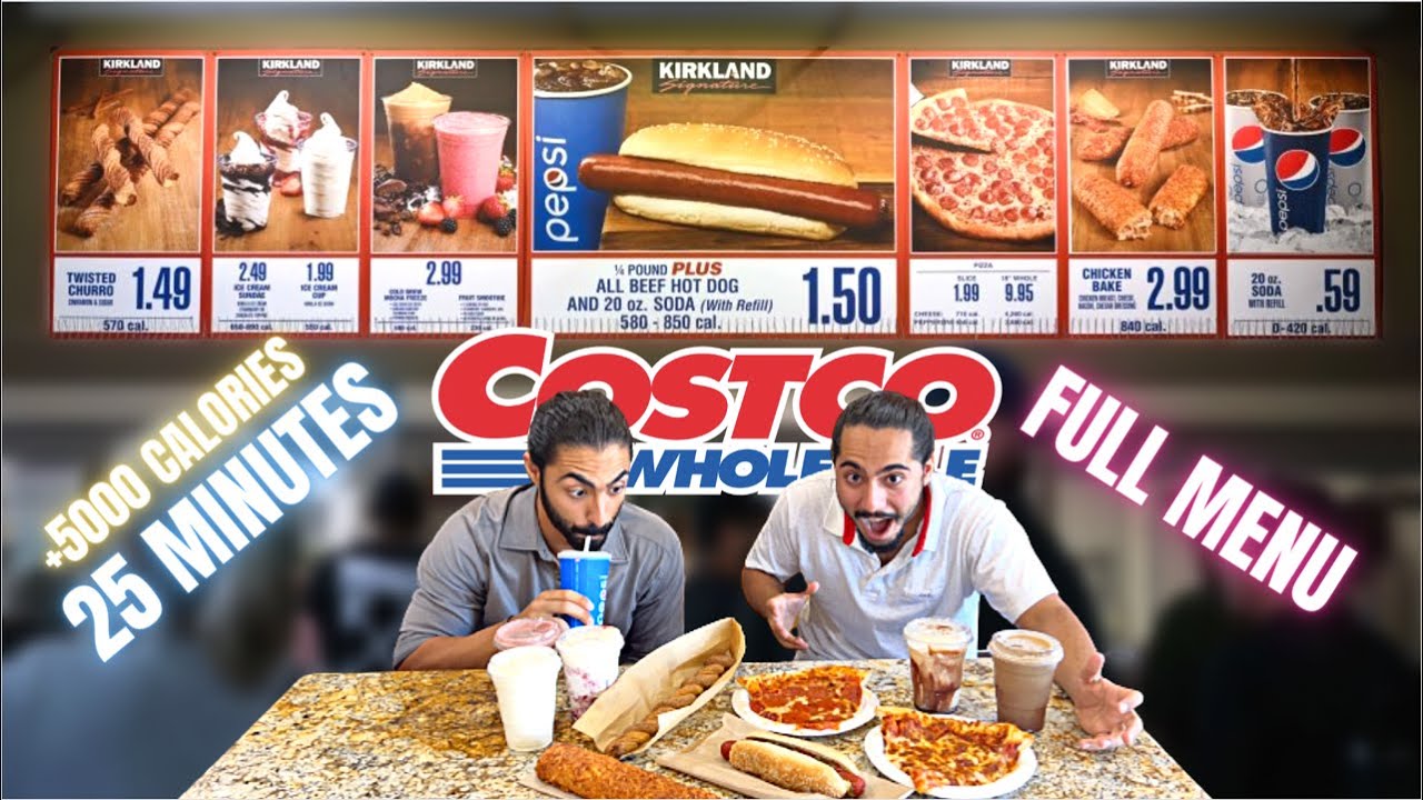 ENTIRE COSTCO FOOD COURT MENU CHALLENGE ( in 25 minutes ) - YouTube