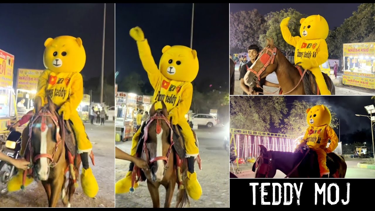 Teddy road a Horse | Hourse riding in public place with fun | #funny ...