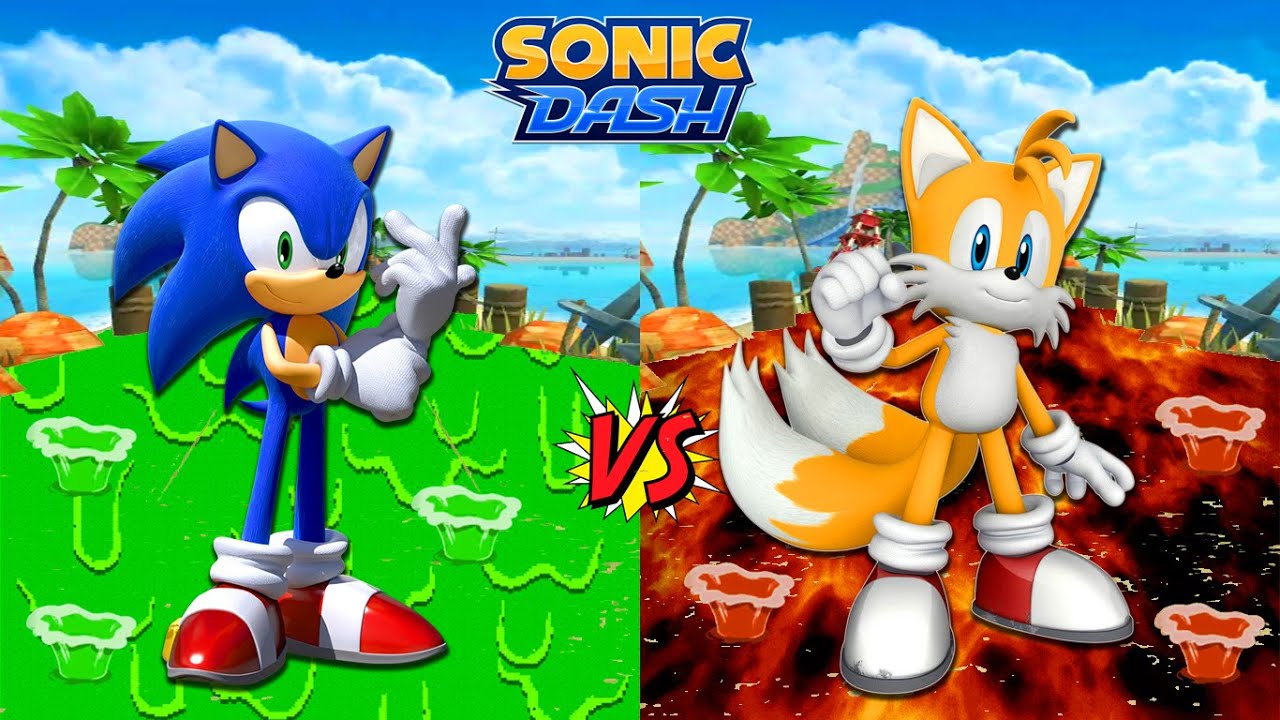 SONIC DASH - SONIC vs TAILS - SLIME FLOOR vs LAVA FLOOR FUNNY GAMEPLAY ...