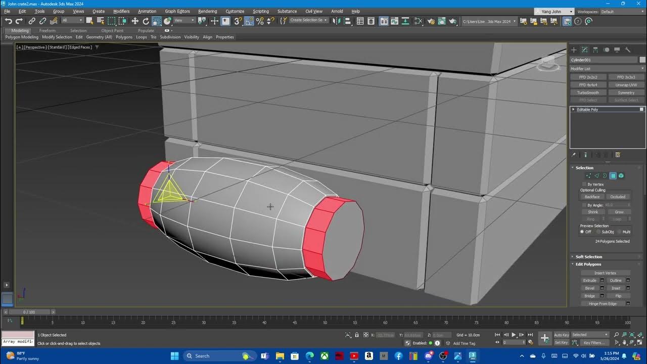 3ds Max modeling crate2 pt2 - YouTube