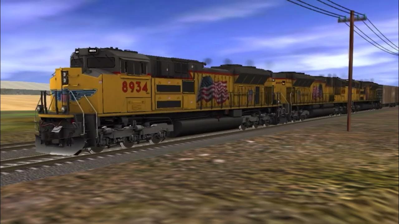 Trainz railfanning UP goods and Amtrak passenger train - YouTube
