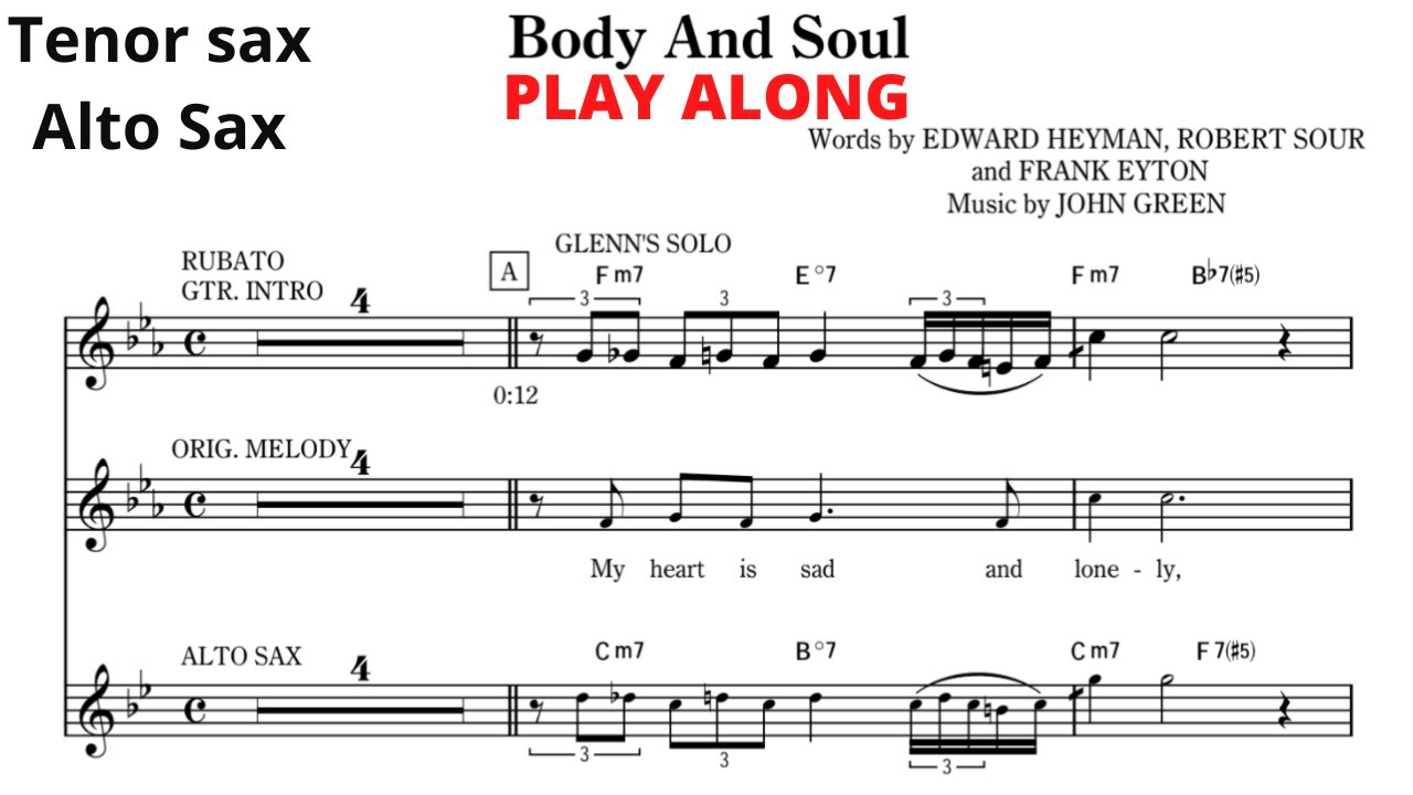 BODY AND SOUL [alto/tenor sax] JAZZ STANDARS [play along] - YouTube