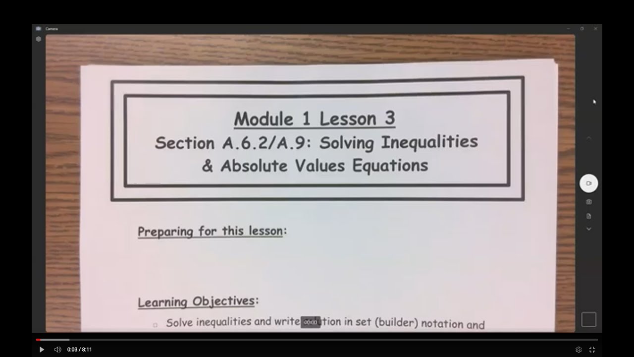 Module 1 Lesson 3 Intro + Inequality Symbols Review - YouTube