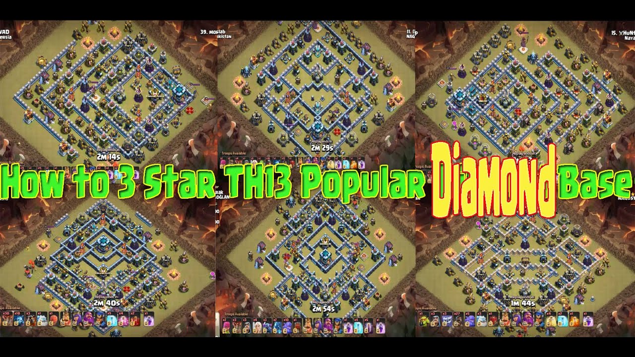 EASY! How To 3 Star Th13 Diamond War Base | Th13 Diamond Base 3 Star ...