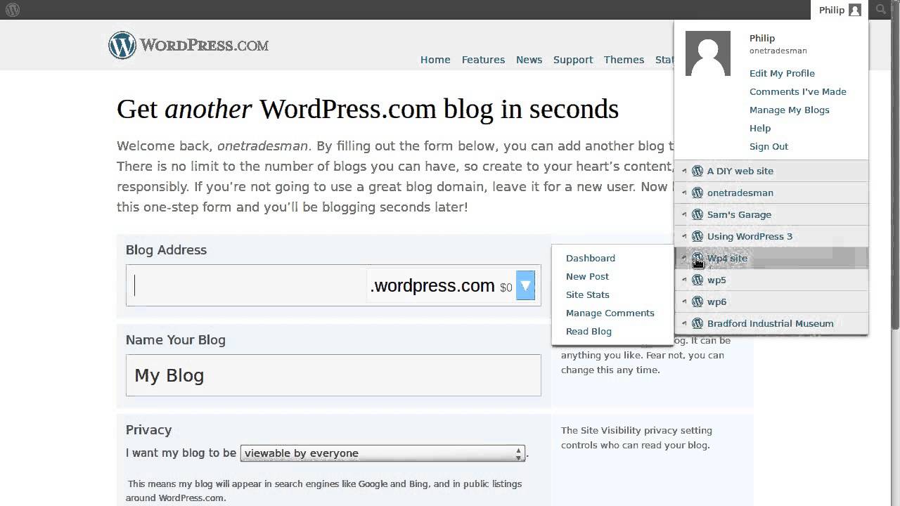 Wordpress.com: How to Sign up and login - YouTube