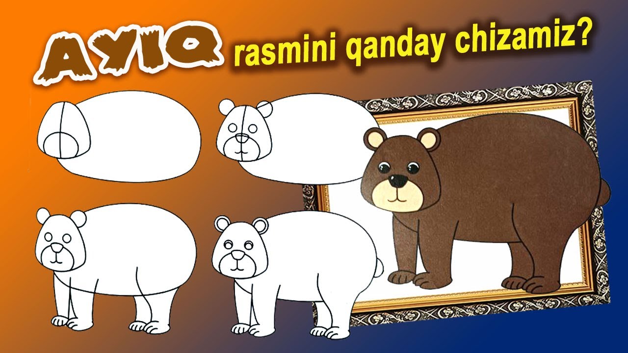 Namunaga qarab hayvonlar rasmini chizamiz/ayiq rasmini chizish/draw a ...