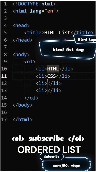 Html List Tag Ordered Tag Ol Tag Htmltags Htmllist Html Youtube